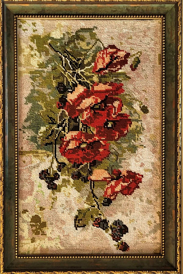Goblenul cusut Flori, de Popescu Maria - 15 x 25 cm - ID 2560