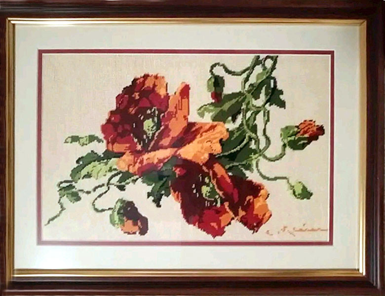 Goblenul cusut Flori, de Bajan Ioana - 25 x 40 cm - ID 2589