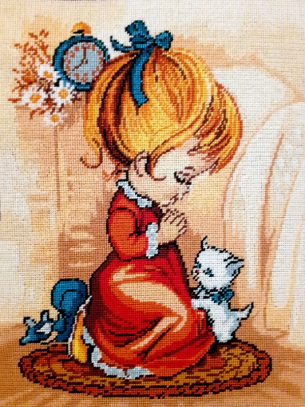 Goblenul cusut Ruga de seară, de Avram Loredan - 15 x 20 cm - ID 2291