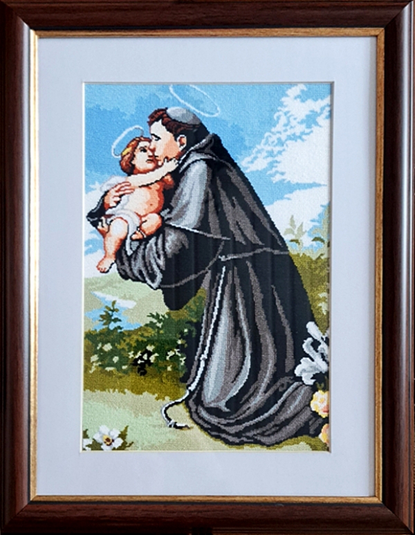 Goblenul cusut Sfântul Anton de Padova, de Roxana Maria - 20 x 30 cm ...