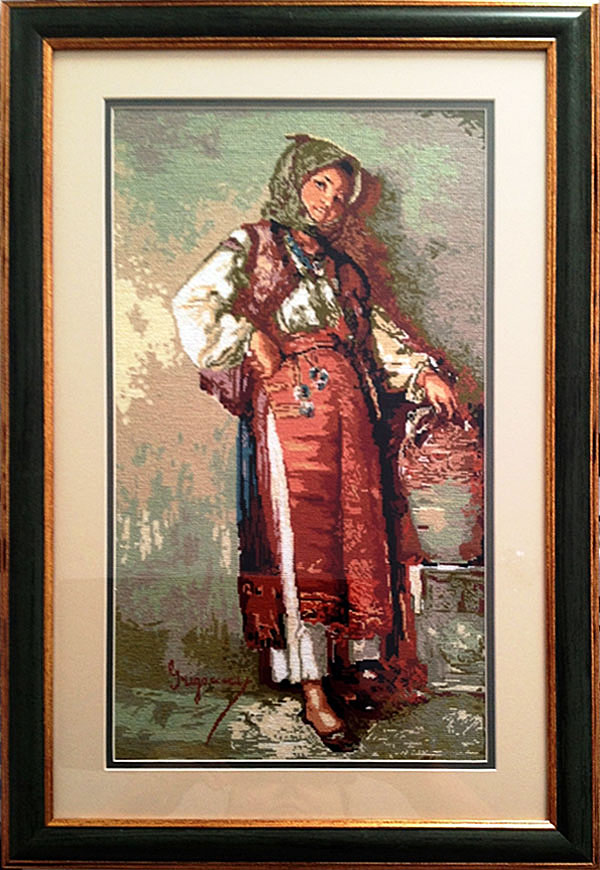 Goblenul cusut Taranca cu ulciorul, de Neacsu Maria - 22 x 40 cm - ID 1300